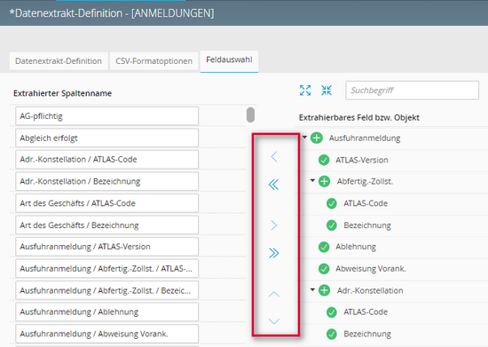 Export: Datenextrakte individuell konfigurieren – AEB Help Center