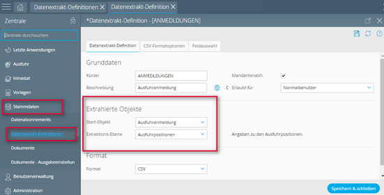 Export: Datenextrakte individuell konfigurieren – AEB Help Center