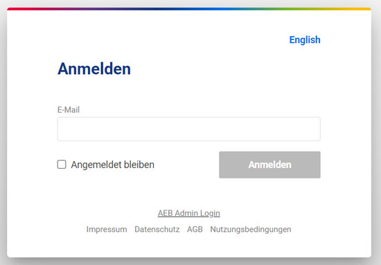 Login oder AEB-Konto selbst erstellen – AEB Help Center